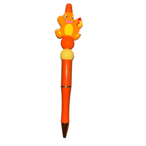 Hand Crafted | Office | Beaded Focal Pen Pokeman Charmander | Poshmark